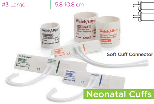 N: CUFF BLADDER BLOOD PRESSURE NEONATAL #3 2TUBE DISPOSABLE - 134909