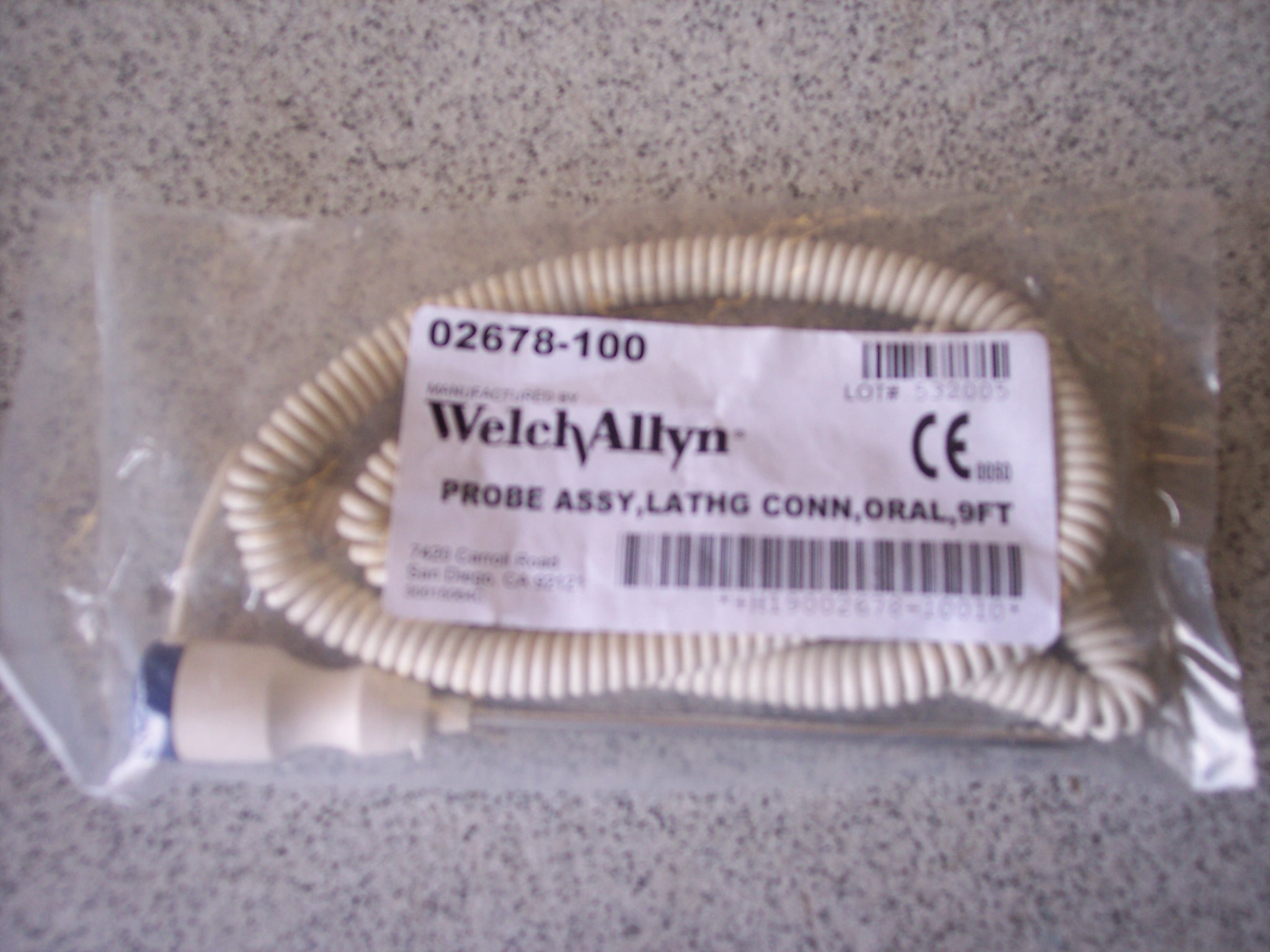 N: PROBE ORAL/AXILLARY W/9FT CORD FOR 678/670 THERMOMETER - 957001